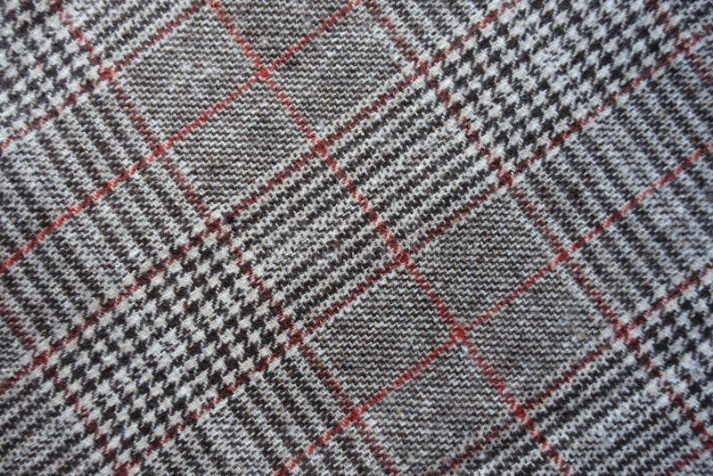 Red and Gray Glen Check Fabric from Above Stock Image - Image of ...