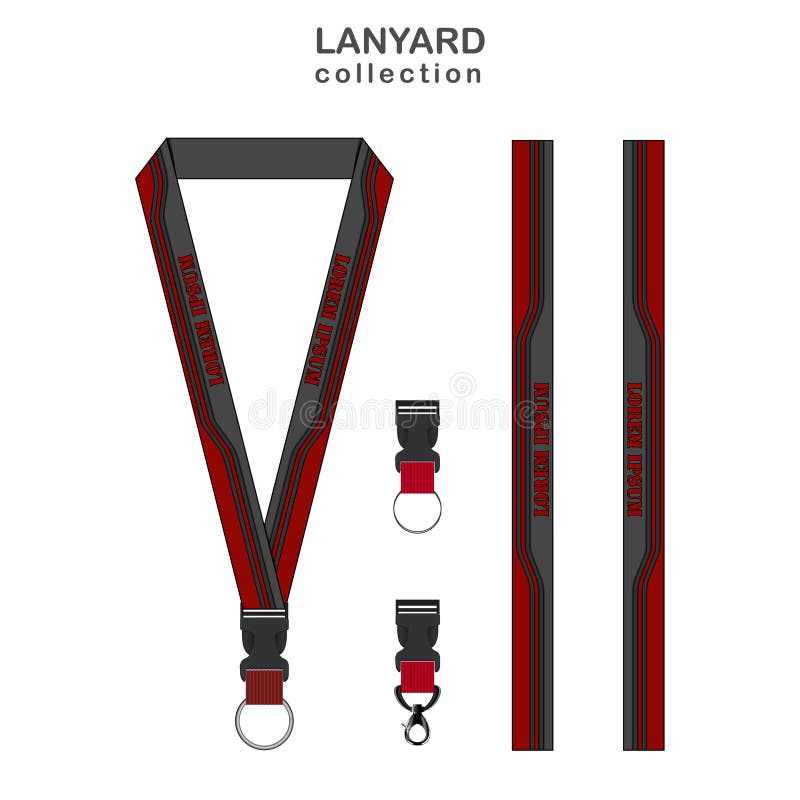 Red Gray Line Lanyard Template Set for All Company Stock Vector ...