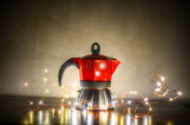 Red And Gray Moka Pot On Gray Surface Picture. Image: 111823821