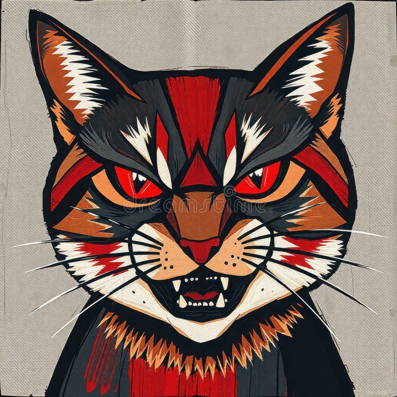 Sharp-Eyed Cat Ready To Attack Stock Illustration - Illustration of ...