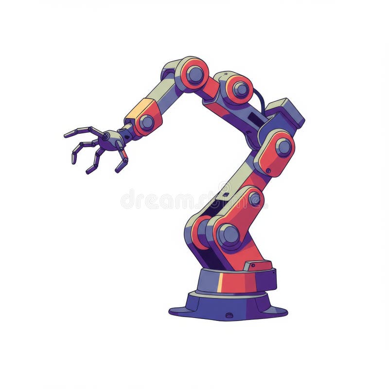 Red and Gray Robotic Arm Pixel Art Illustration Stock Image - Image of ...