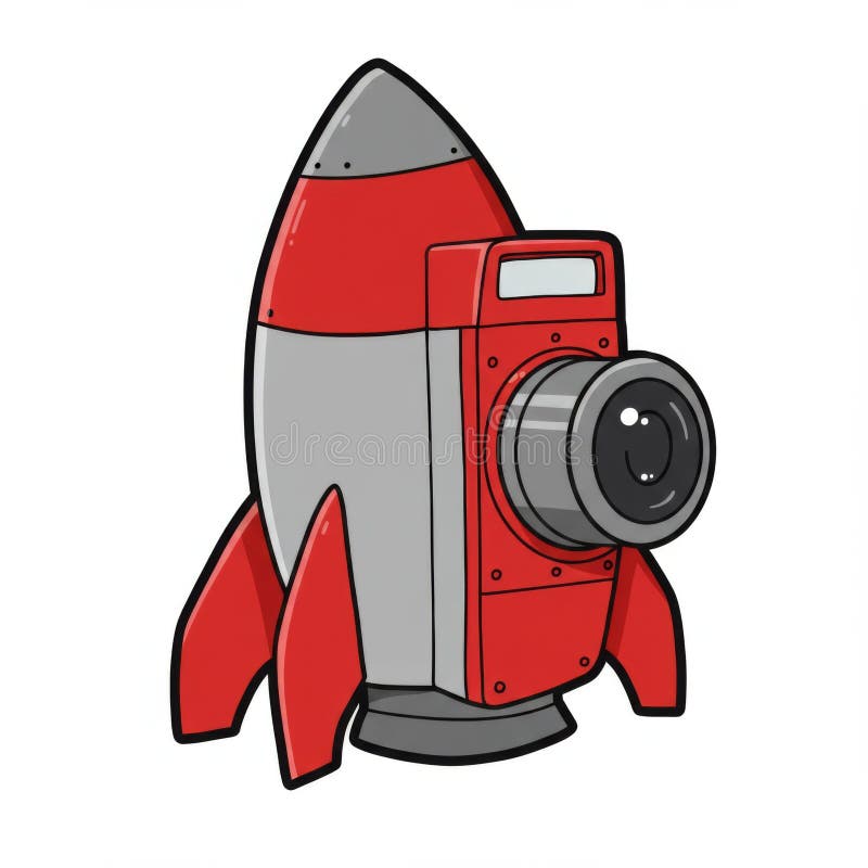 Red and Gray Rocket Shaped Camera Illustration Stock Illustration ...