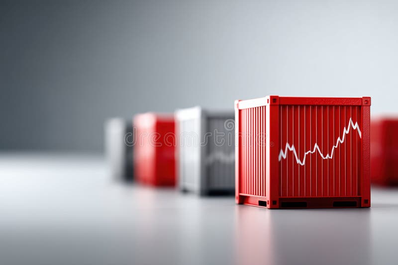 Red and Gray Shipping Containers Symbolize Commodity Demand and Import ...