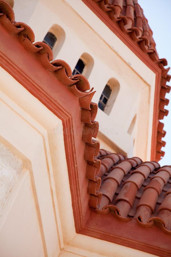 Red greek church stock photo. Image of colour, close - 11756046