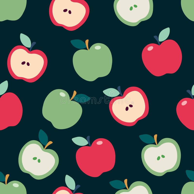 Red and Green Apples Pattern. Fruit Vector Stock Vector - Illustration ...