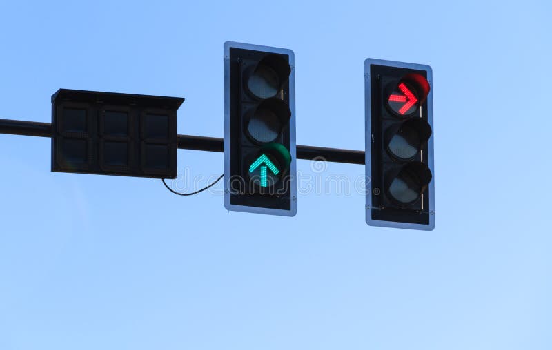 Red and Green Arrow Color on the Traffic Light Stock Photo - Image of ...