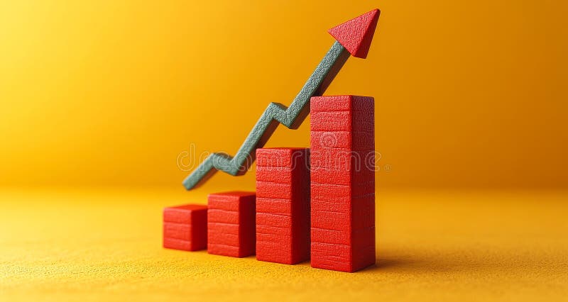 A Red and Green Arrow Pointing Upwards is on Top of a Stack of Red ...