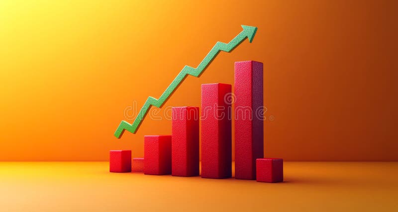 A Red and Green Arrow is on Top of a Series of Red Blocks Stock Photo ...