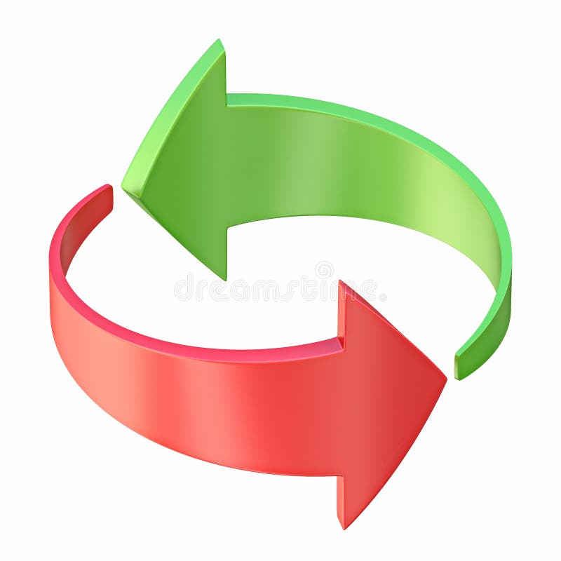 Red and Green Arrows are Moving Towards Circular Motion 3D Stock ...