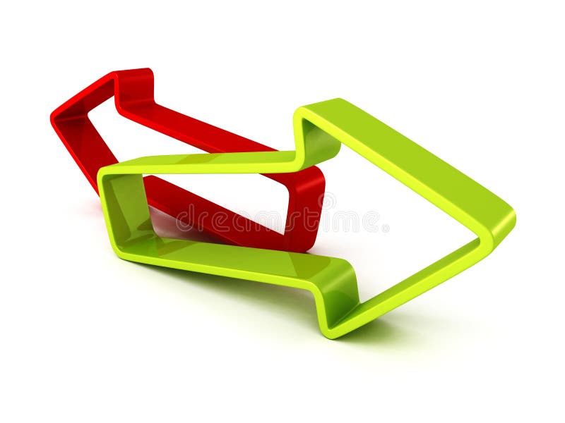 Green and Red Arrows Pointing in Opposite Directions on Balance Stock ...