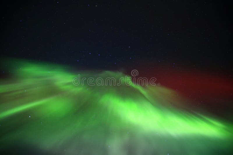 Red and Green Aurora Formation on Starry Sky Stock Photo - Image of ...
