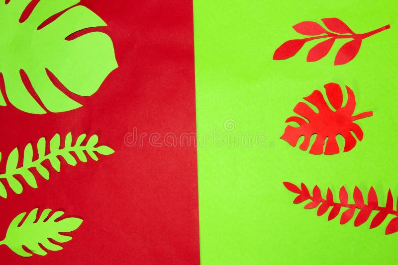 Red-green Background with Green and Red Leaves, between Copy Space ...
