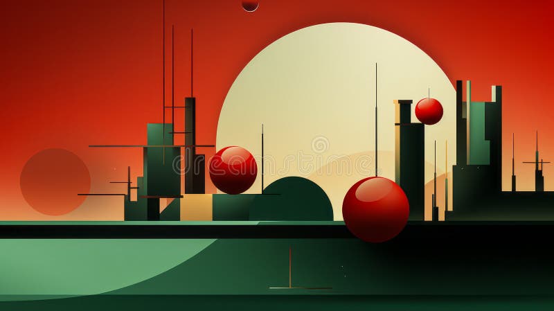 Red on Green Background Minimalist Negative Space Art Stock ...