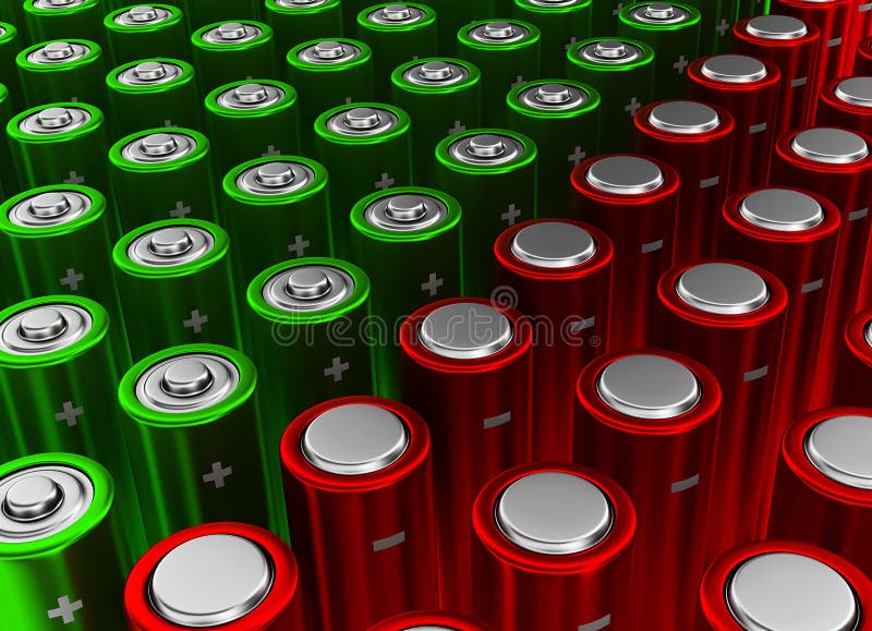 Red and green batteries stock illustration. Illustration of battery ...