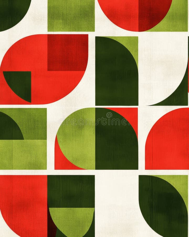 Red, Green, and Beige Abstract Geometric Art Deco Pattern Stock Photo ...