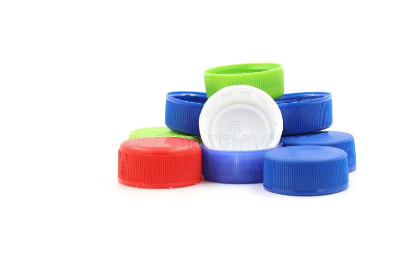 Red, Green and Blue Bottle Caps on a White Background Stock Image ...