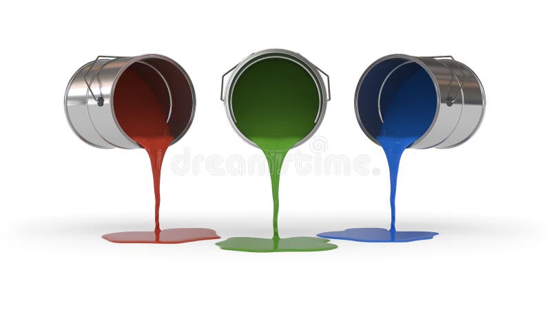 Red, Green and Blue Colored Paint Container Stock Illustration ...