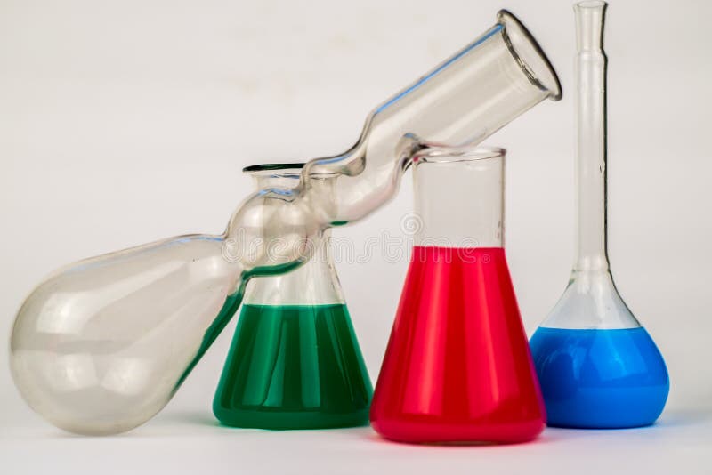 Red Green Blue.glass Laboratory Flasks Stock Photo - Image of ...