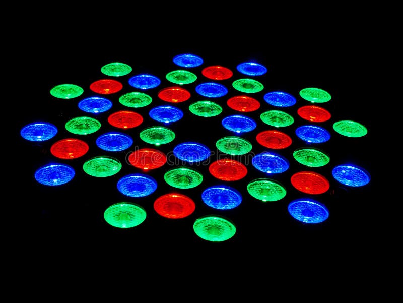 Red Green and Blue LED Lamps on Black Background Stock Photo - Image of ...