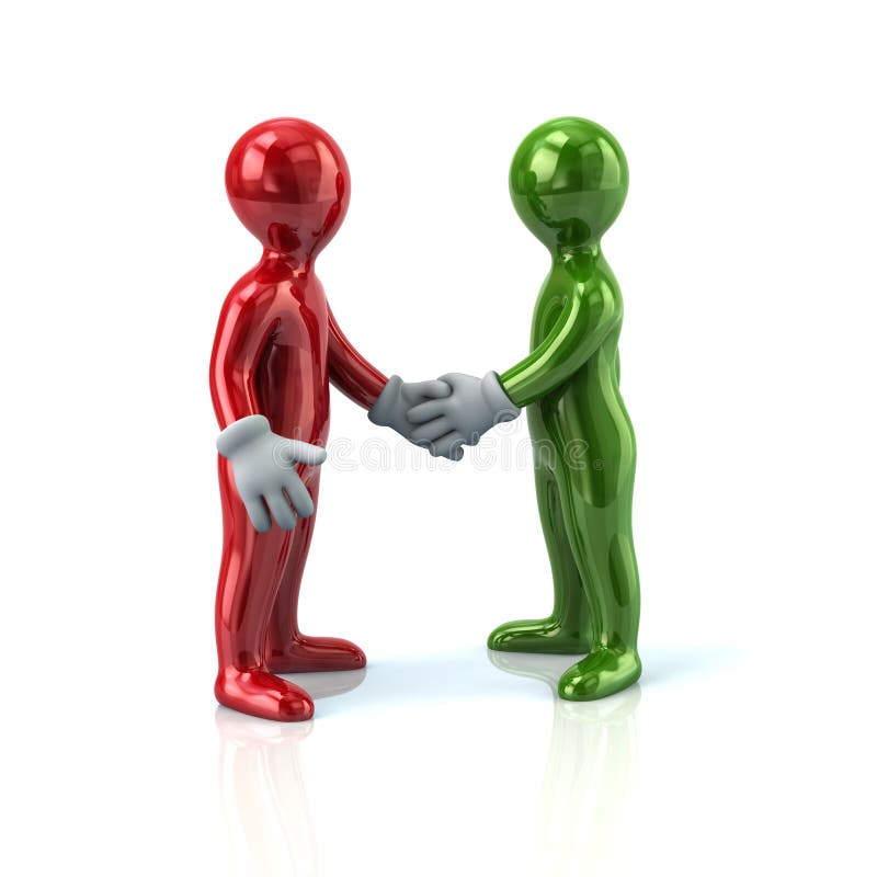 Red and Green Business Men Handshake Stock Illustration - Illustration ...