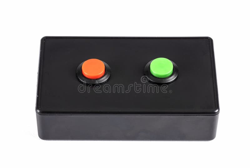 Red and Green Button on a Black Plastic Box #2 Stock Image - Image of ...