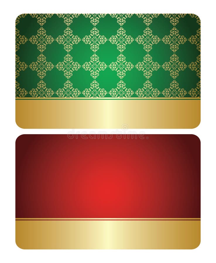 Red and Green Vector Cards with Golden Decorations - Set Stock Vector ...