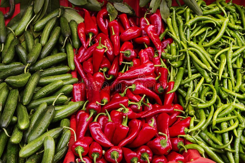The Red and Green Chili Background Texture Stock Photo - Image of ...