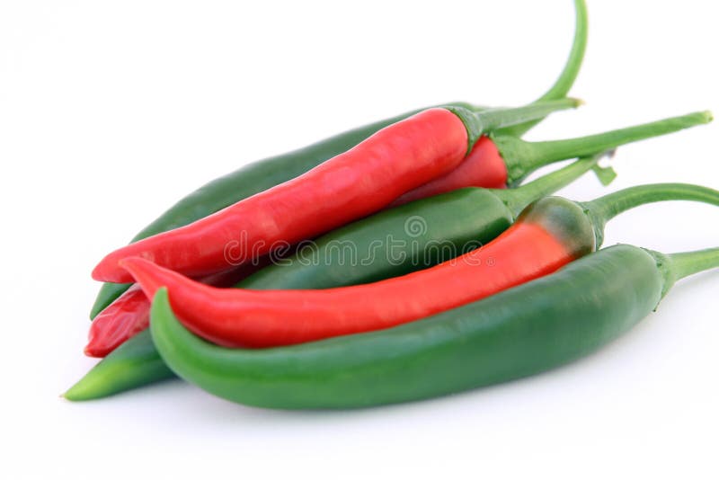 Red and Green Chilli Banana Peppers with Green Stalks Stock Image ...