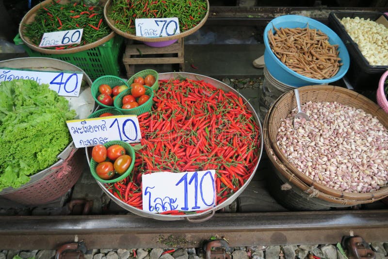 Red and Green Chilli at the Market Stock Image - Image of thailand ...