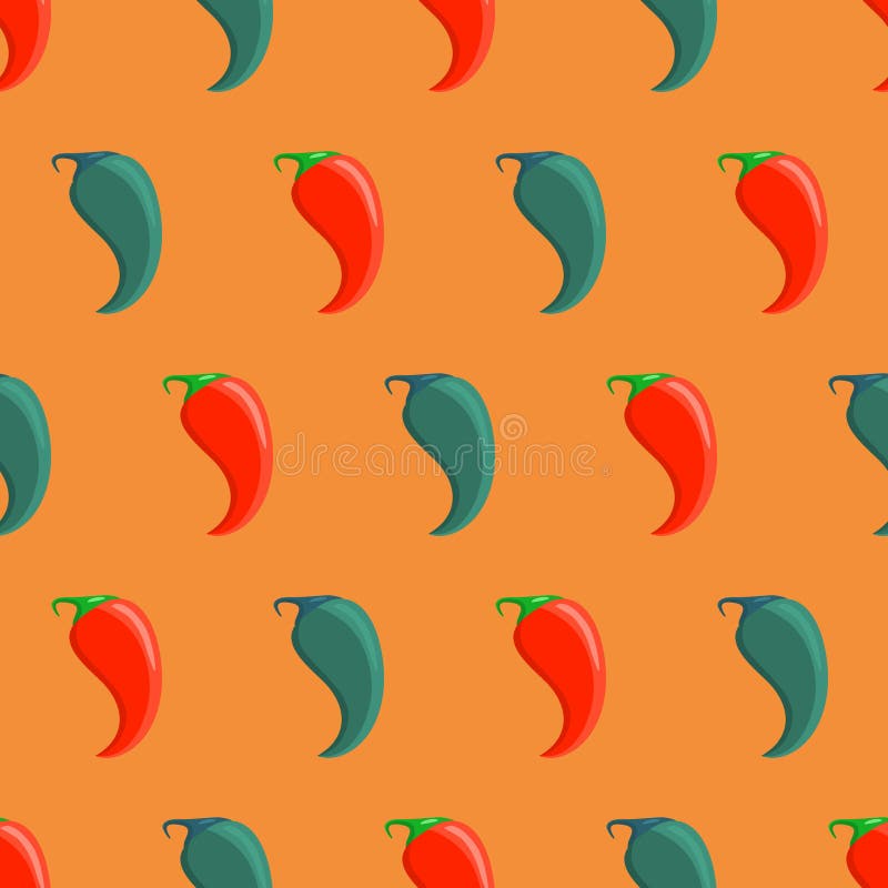 Red and Green Chilli Pepper Seamless Pattern, Cheerful Farm Background ...