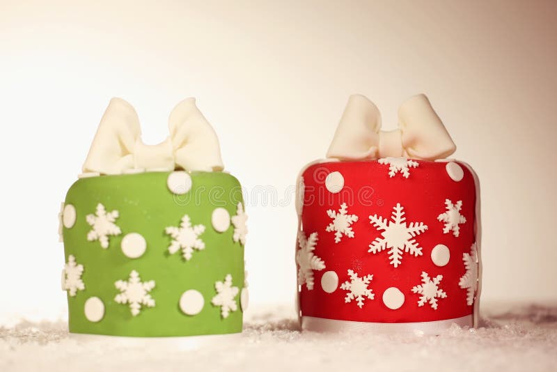Red and Green Christmas Cakes Stock Photo - Image of festive, frosted ...