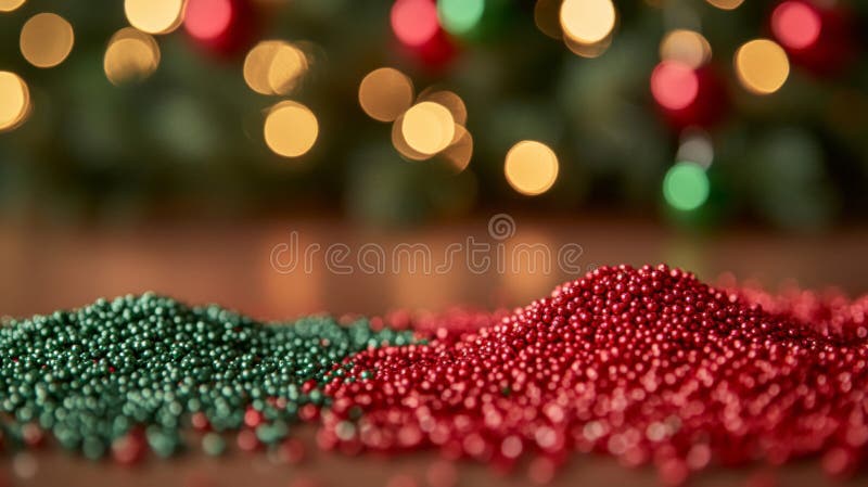 Red and Green Christmas Sprinkles Against a Bokeh Background Stock ...