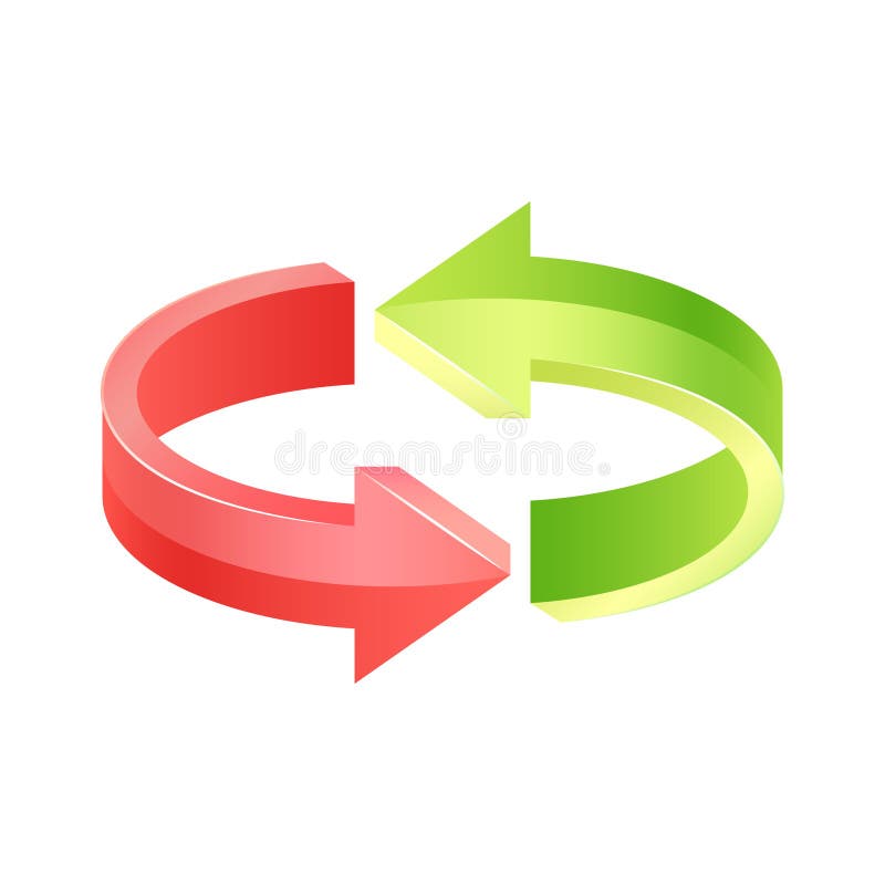Red and Green Circular Opposite Arrows, Abstract Logo or Symbol. Stock ...
