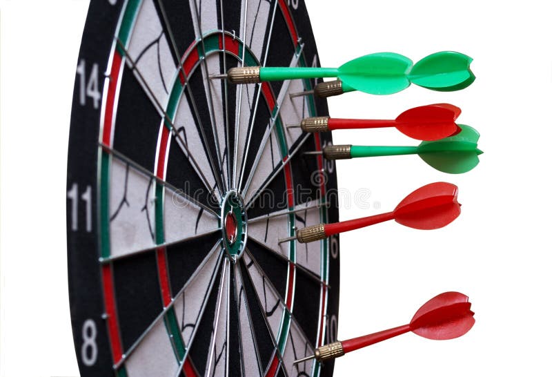 Red and Green Dart Arrow Hit the Board. Stock Photo - Image of accuracy ...