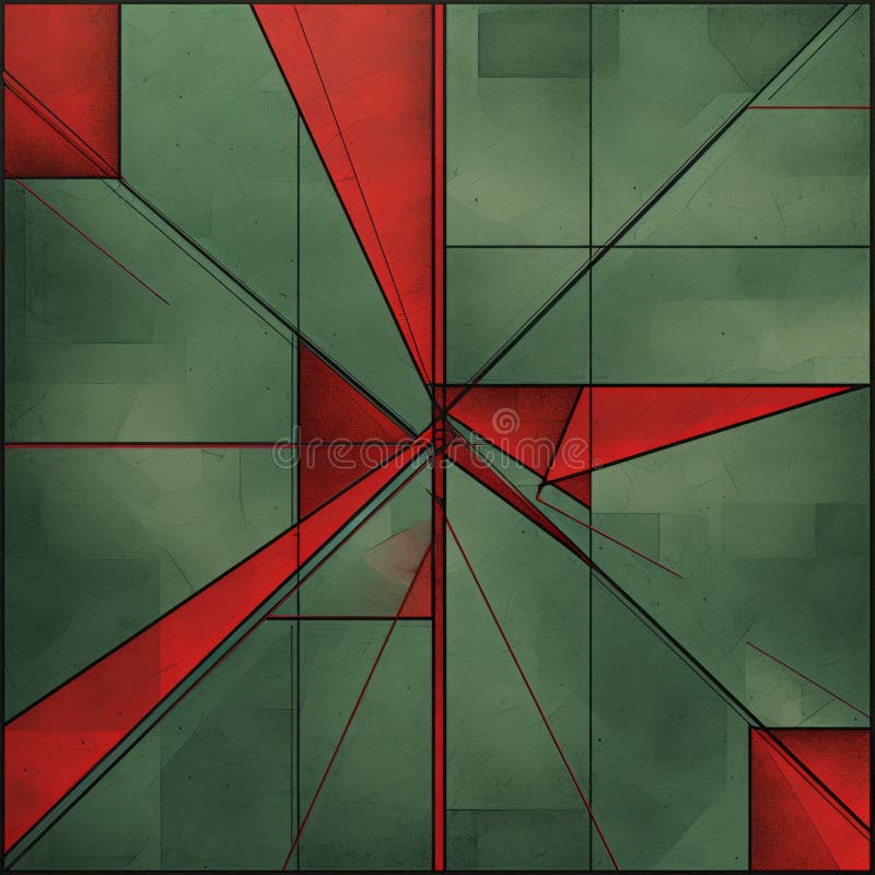 Red and Green Digital Constructivism Art with Angular Linework Stock ...