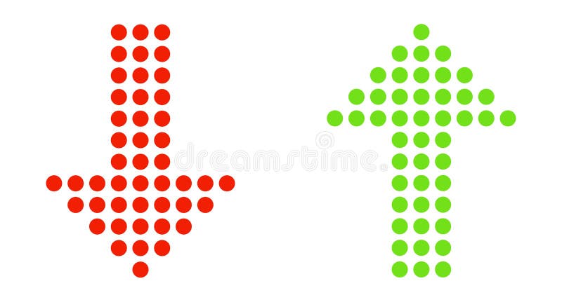 Red and Green Dotted Arrows Up and Down Stock Illustration ...
