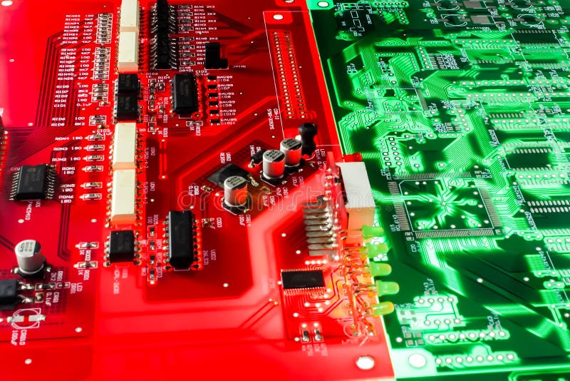 Red and Green Electronic Board Stock Image - Image of electronic ...