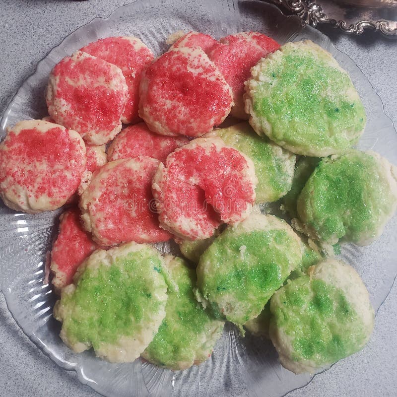 Red and Green Festive Shortbread Cookies Stock Image - Image of ...