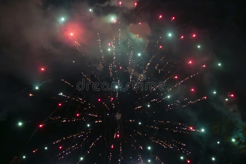 Red and Green Firework in Smoke Stock Photo - Image of summer, firework ...