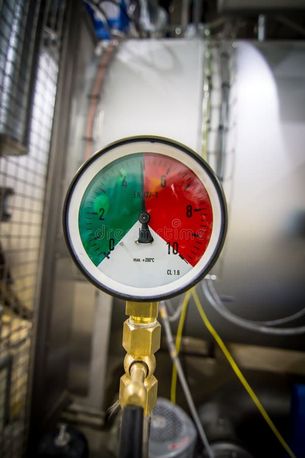 Pressure Gauges With Green Valves Stock Image - Image of reducer ...
