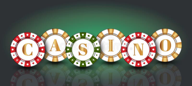 Red-green-gold Casino Chips on the Green Background. Stock Vector ...