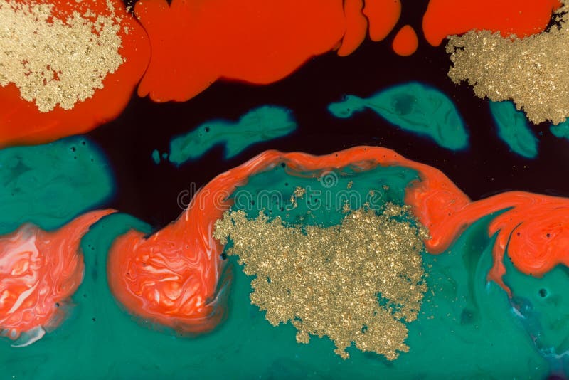 Red, Green And Gold Mixed Marble Paint. Stock Image - Image of drawing ...