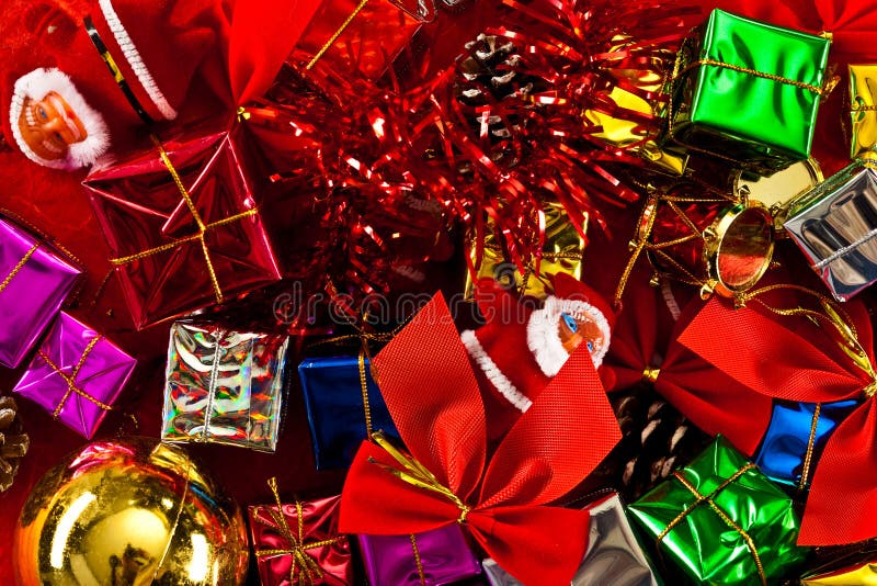 Red, Green, Gold, and Silver Wrapped Holiday Chris Stock Image - Image ...