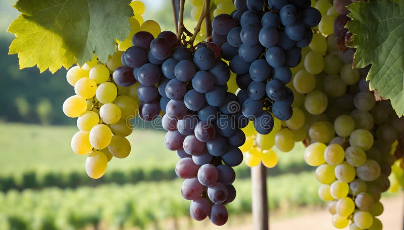 Red and Green Grapes on the Tree. Ai Generated Stock Illustration ...