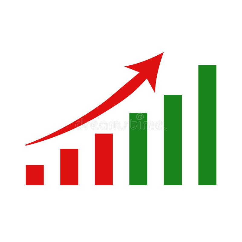 Red and Green Growth Graph with Vertical Bars and Arrow Indication ...