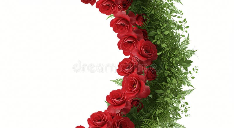 Red and Green Horizontal Flower Border Blank Image Abstract Vector ...