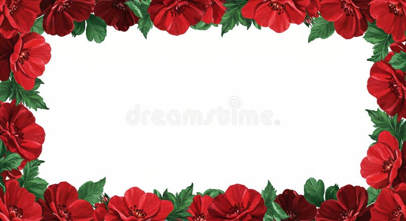 Red and Green Horizontal Flower Border Blank Image Abstract Vector ...