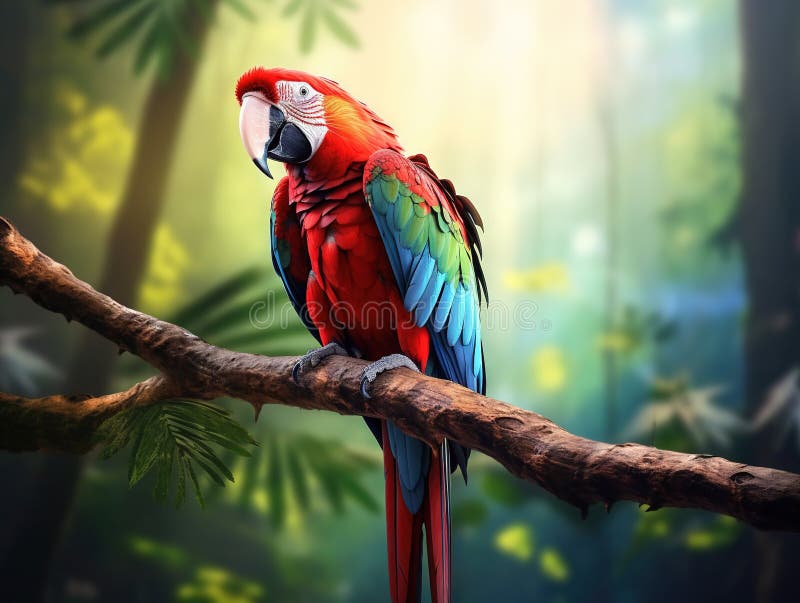Red and Green Macaw Made with Generative AI Illustration Stock ...
