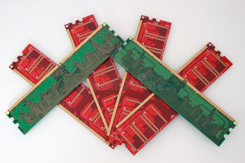 Green Memory Module Printed Circuit Board Closeup Stock Image - Image ...