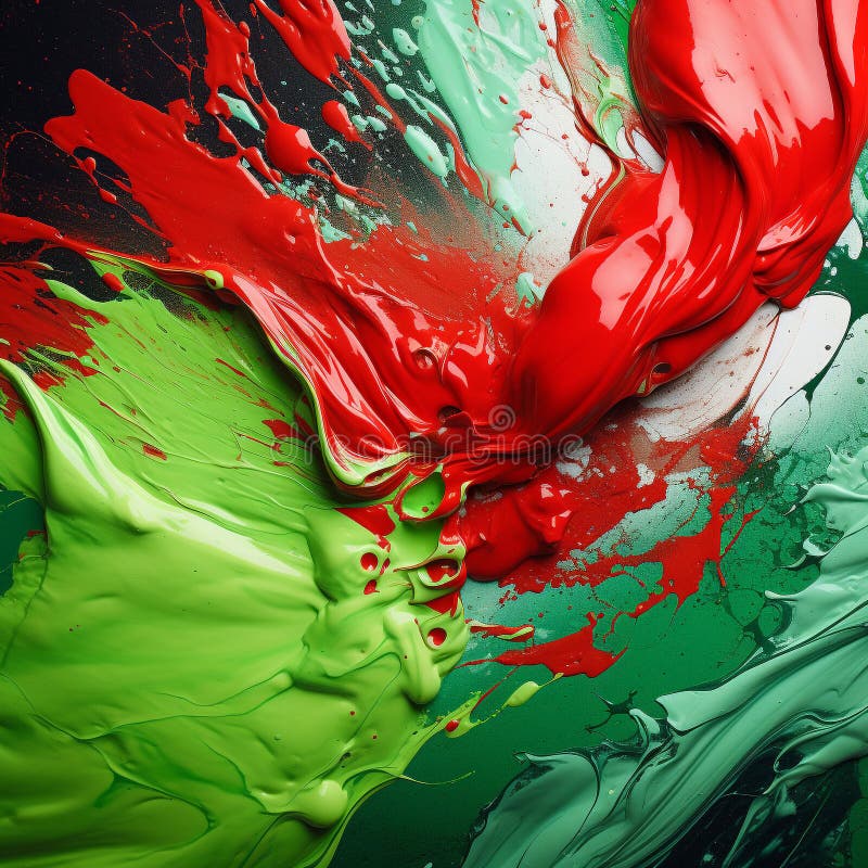 Red and Green Paint Splatter. Abstract Art Stock Photo - Image of ...